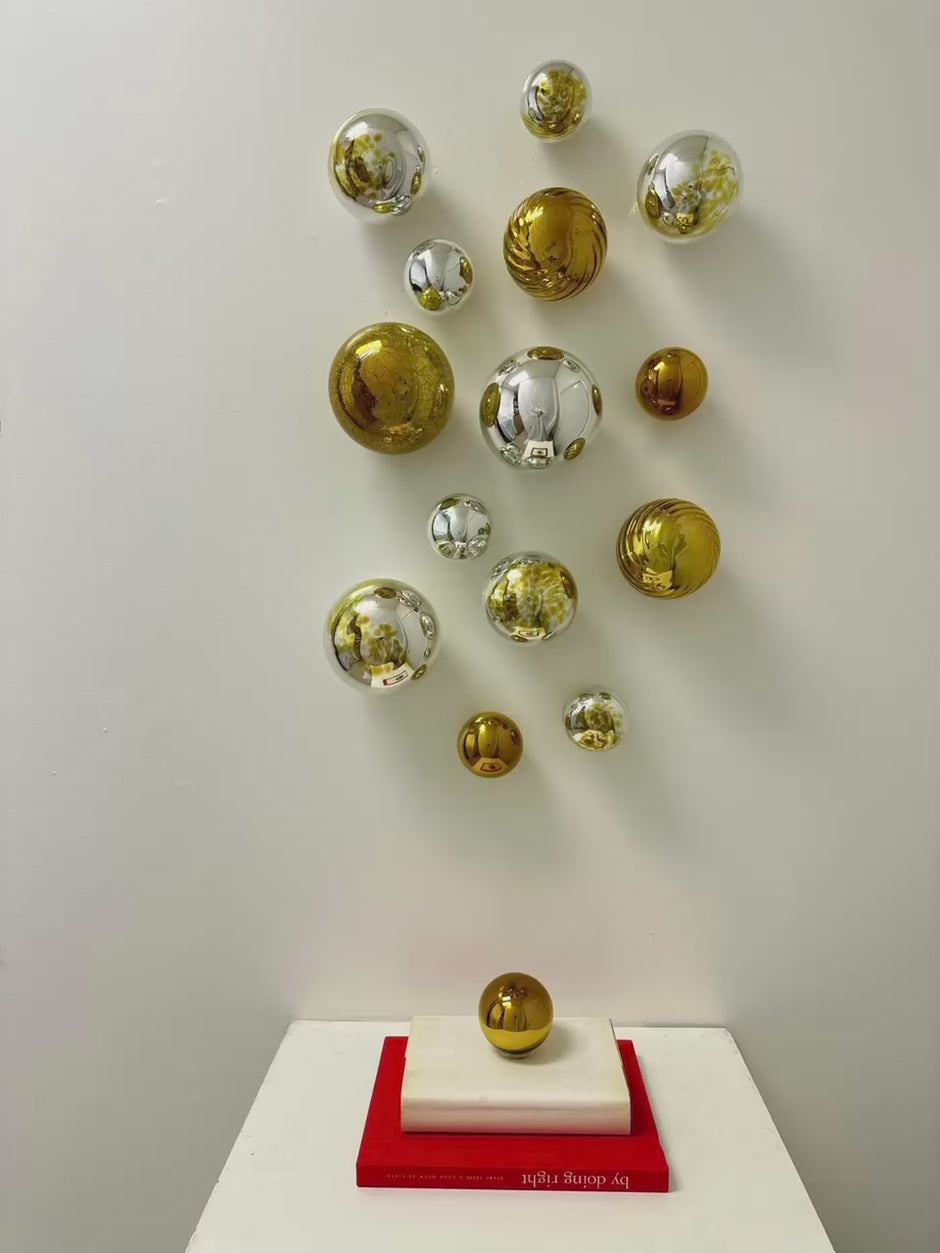 Silver & Gold Dot & Dash Decorative glass balls – Worldly Goods Too