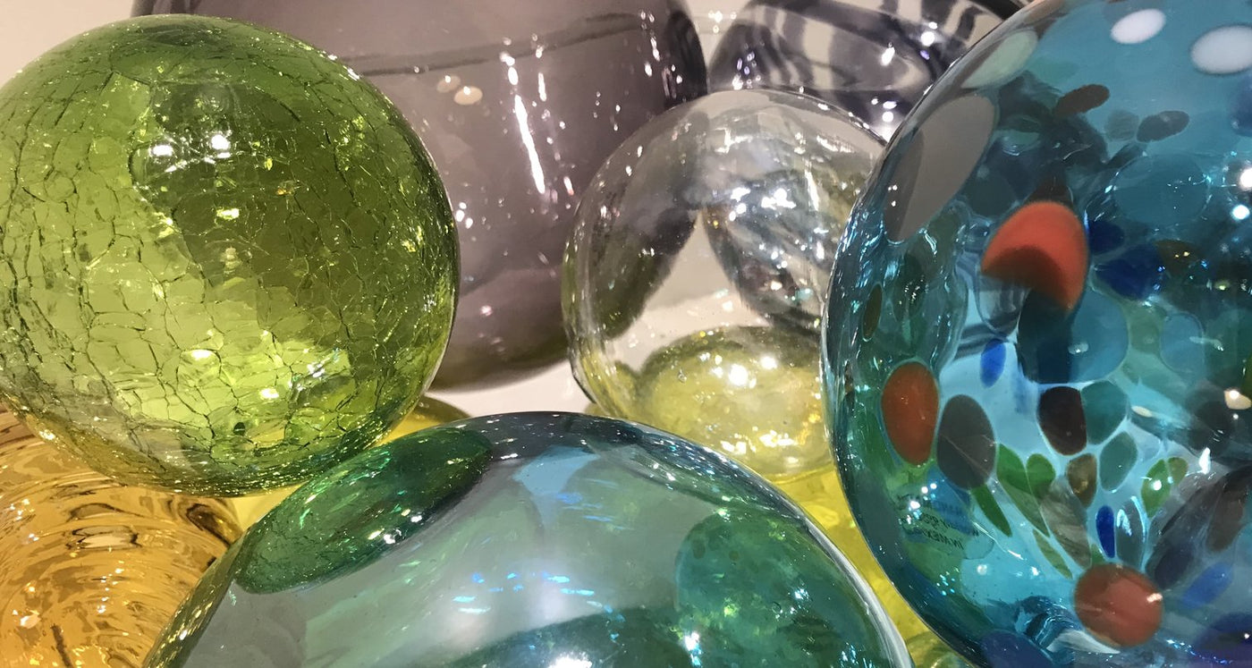 Custom Large Hand Blown Glass Balls Sphere Arranger – Worldly Goods Too