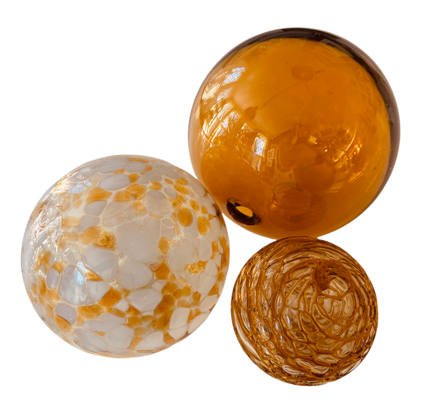 3 Decorative Colored Glass Balls - Worldly Goods Too