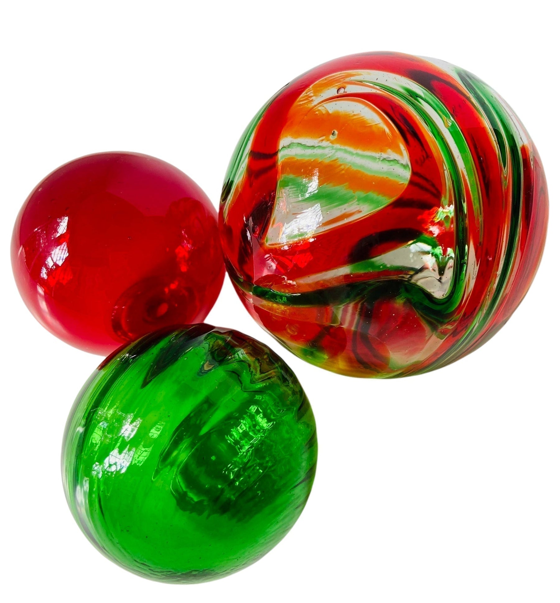 3 Decorative Colored Glass Balls - Worldly Goods Too
