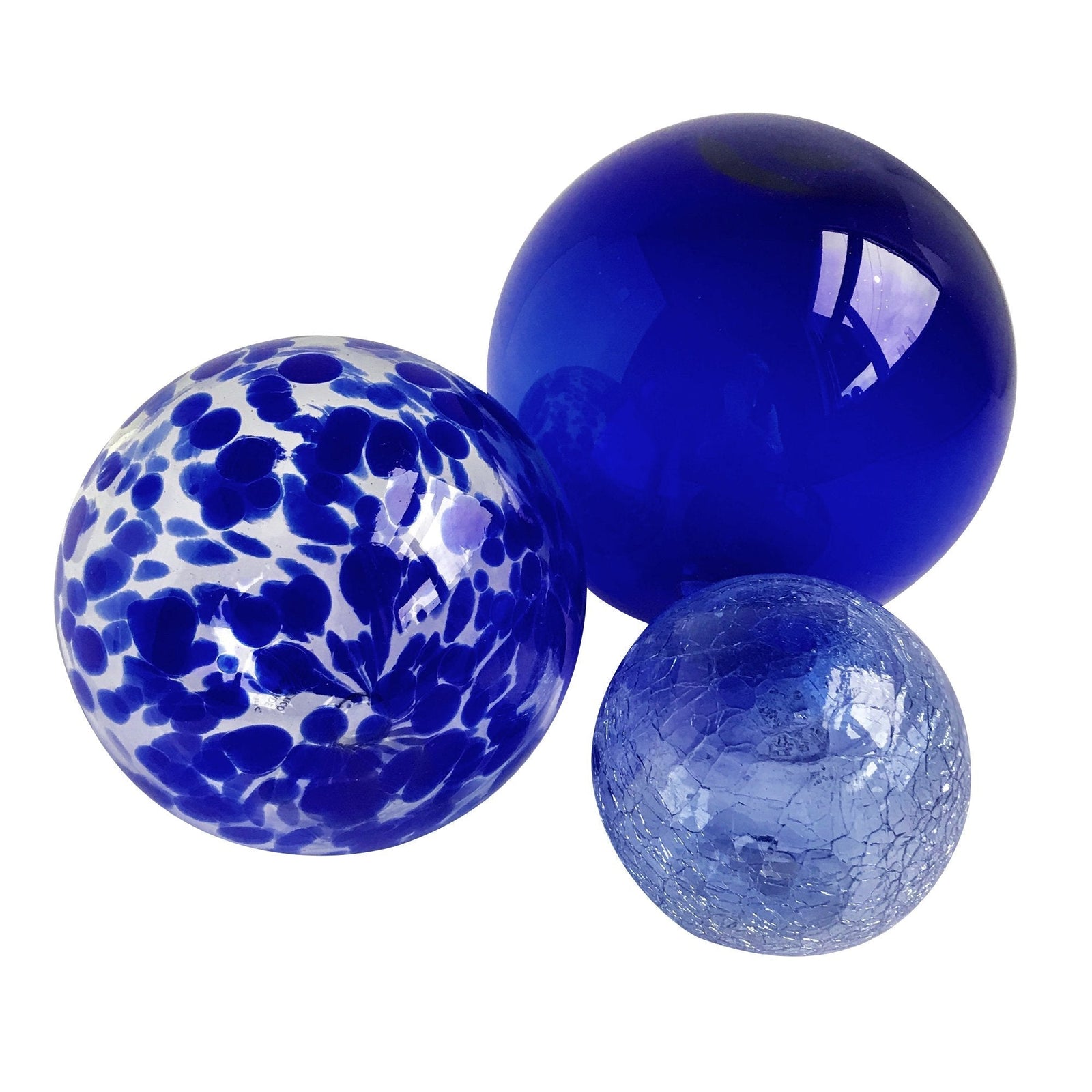 3 Decorative Colored Glass Balls - Worldly Goods Too