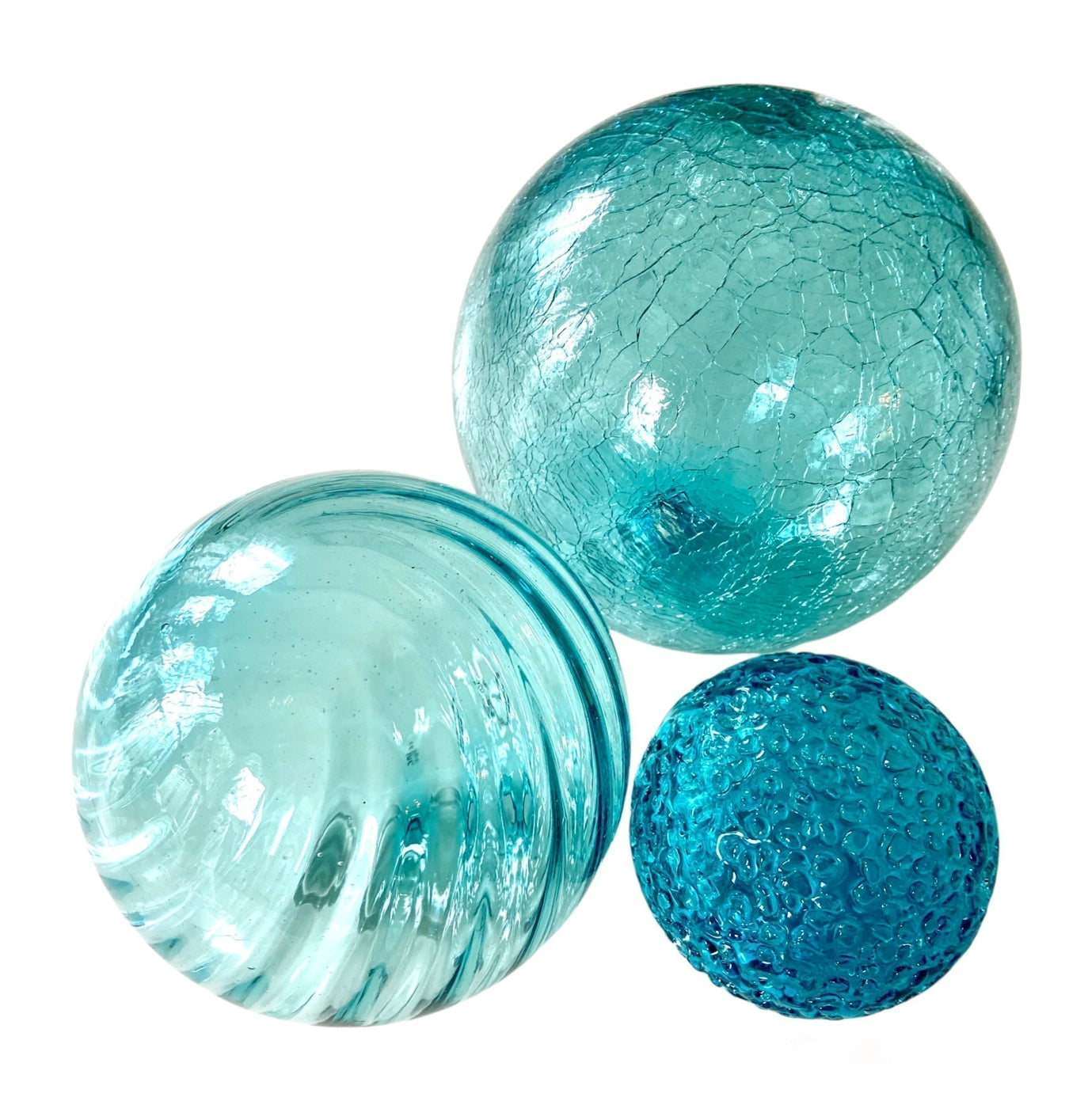 3 Decorative Colored Glass Balls - Worldly Goods Too