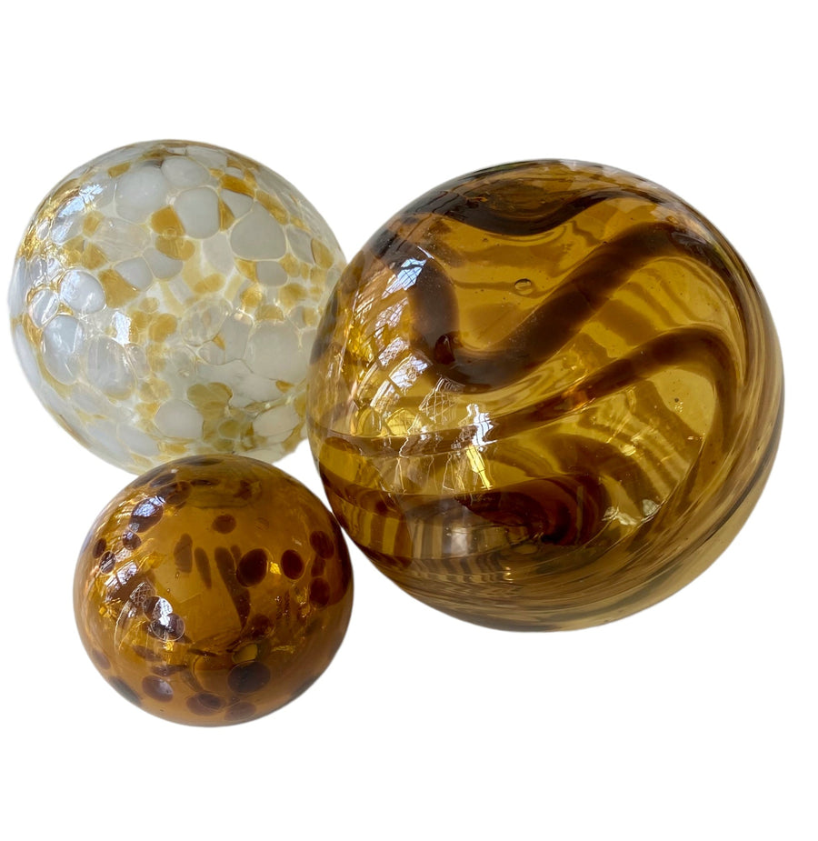 3 Decorative Colored Glass Balls - Worldly Goods Too
