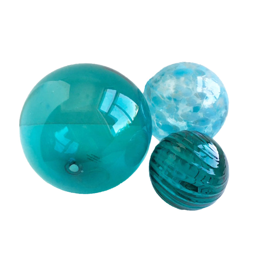 3 Decorative Colored Glass Balls - Worldly Goods Too