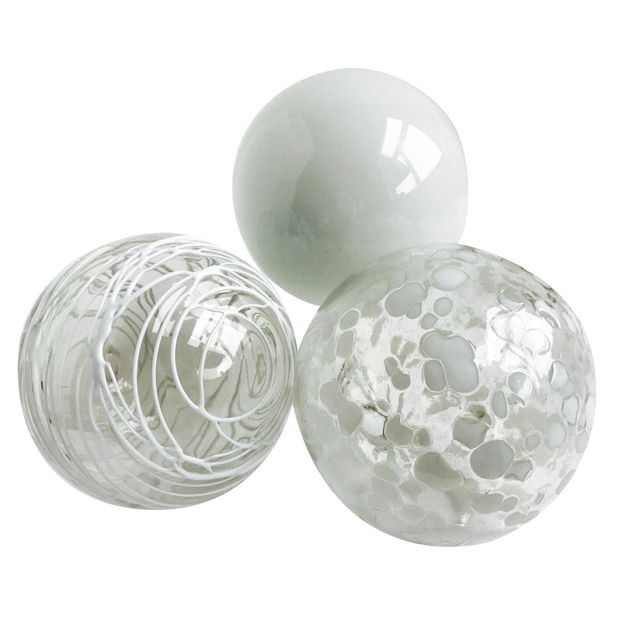 3 Decorative Colored Glass Balls - Worldly Goods Too